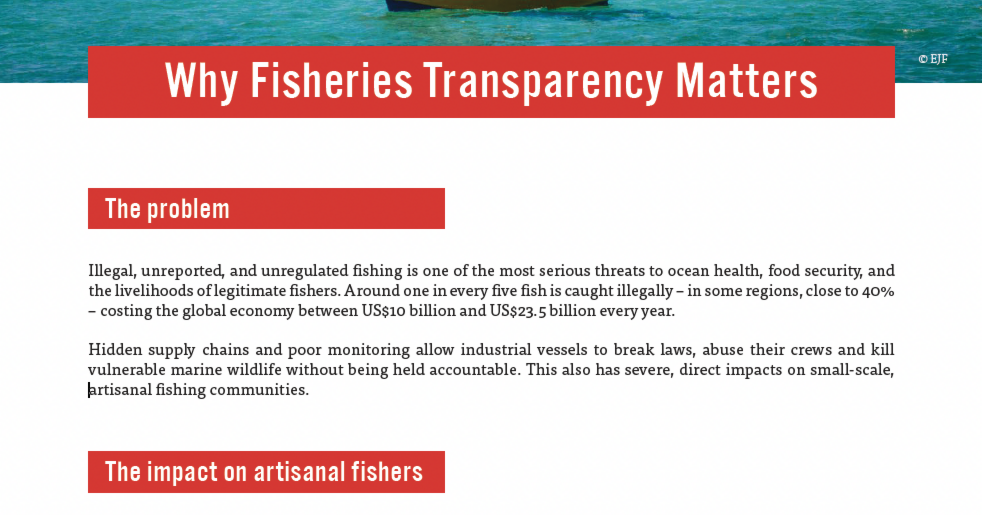 Environmental Justice Foundation | Why fisheries transparency matters