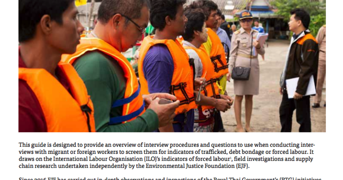 Environmental Justice Foundation | Conducting interviews with migrant…